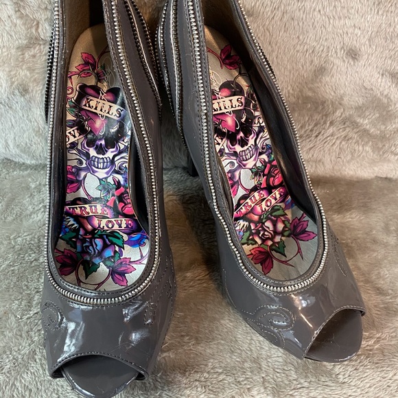 Ed Hardy | Shoes | Ed Hardy Zipper Heels | Poshmark